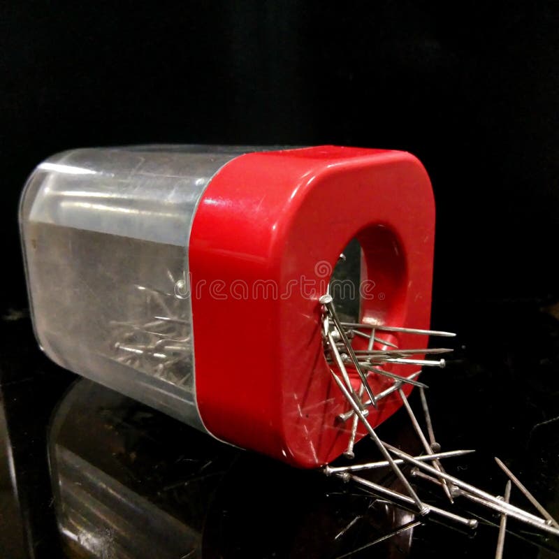 Paper pin box on table stock image. Image of table, paper - 146550211