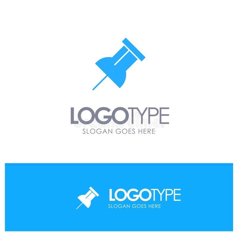 Paper, Pin, Reminder Blue Solid Logo with Place for Tagline Stock ...