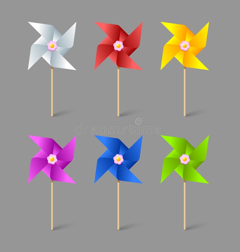 Paper pinwheels stock vector. Illustration of power, blue - 33786563