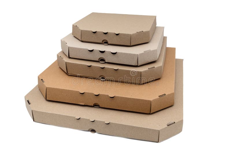 Paper Pizza Boxes on Each Other on a White Background Stock Image ...