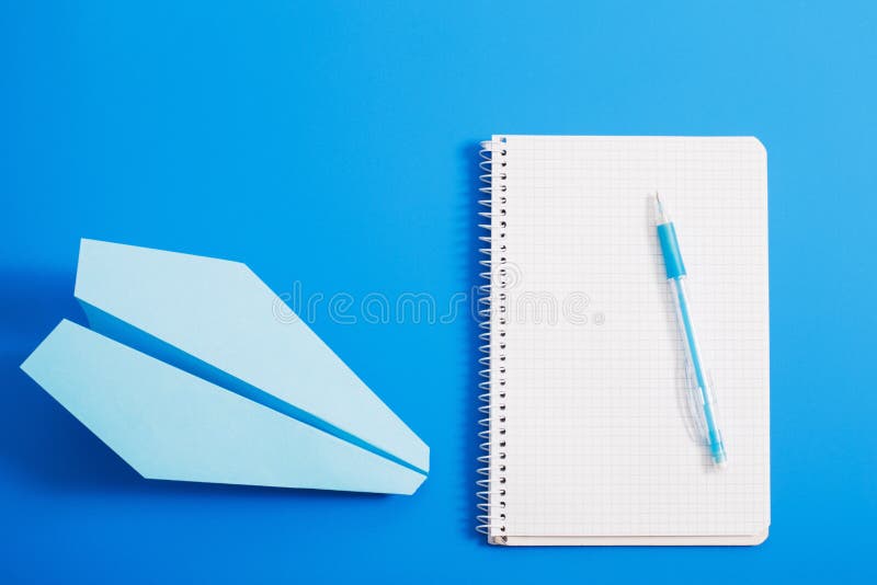 Paper Plane on Blue Color Background Stock Photo - Image of making ...