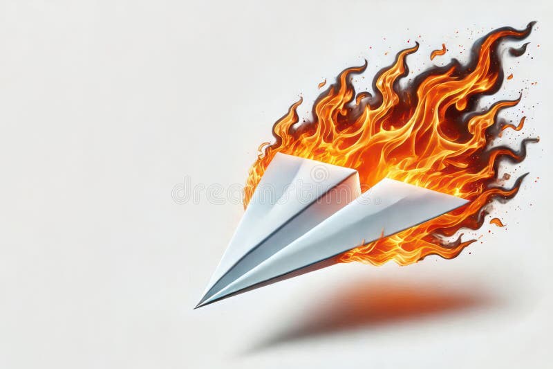 A Paper Plane with a Burning Flame. Space for Text. Stock Photo - Image ...