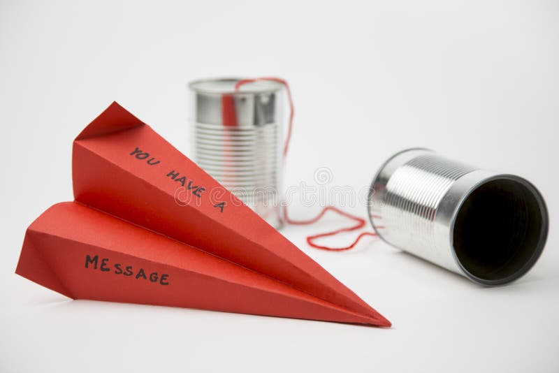 Paper Plane and Cans for a Simple Communication Stock Image - Image of ...