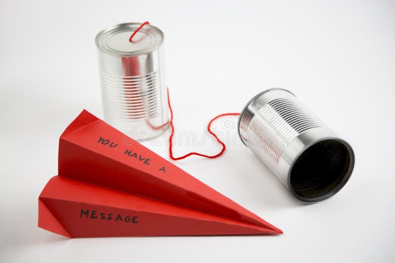 Paper Plane and Cans for a Simple Communication Stock Photo - Image of ...