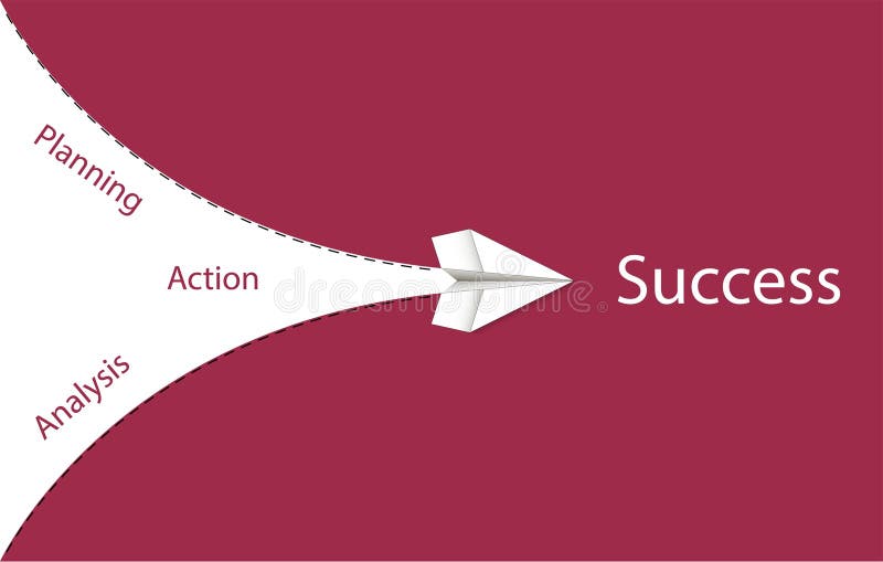 Paper Plane Flies To Success. Planning, Action, Analysis Stock Vector ...