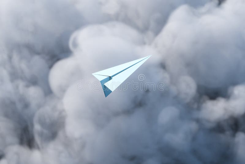 Paper Plane Fly Over the Cloud, 3d Rendering Stock Illustration ...