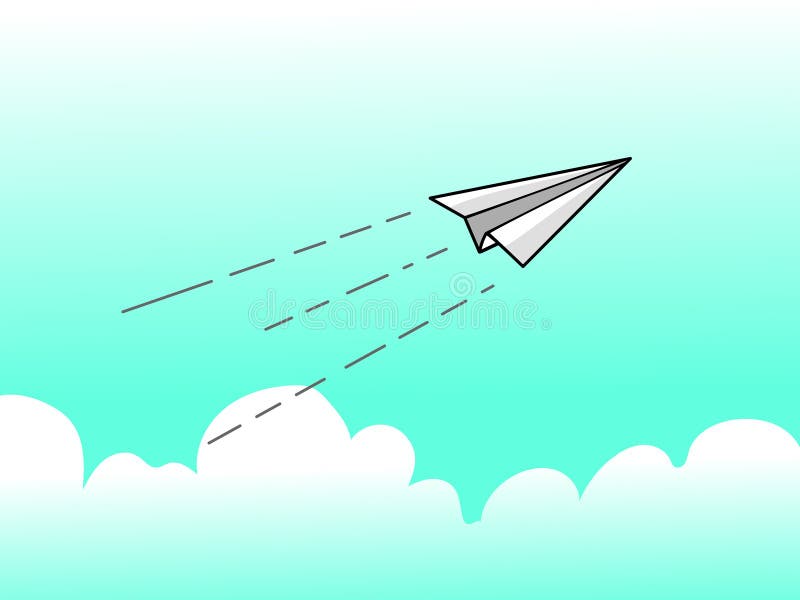 Paper Plane Flying in the Sky Vector Illustration Stock Vector ...