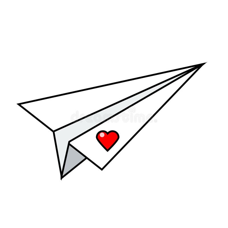 Paper Plane with Heart. Vecor Clip Art Stock Vector - Illustration of ...