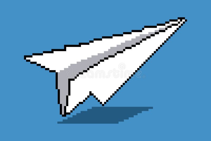 Paper Plane Icon 8 Bit, Pixel Art Airplane Icon for Game Logo Stock ...