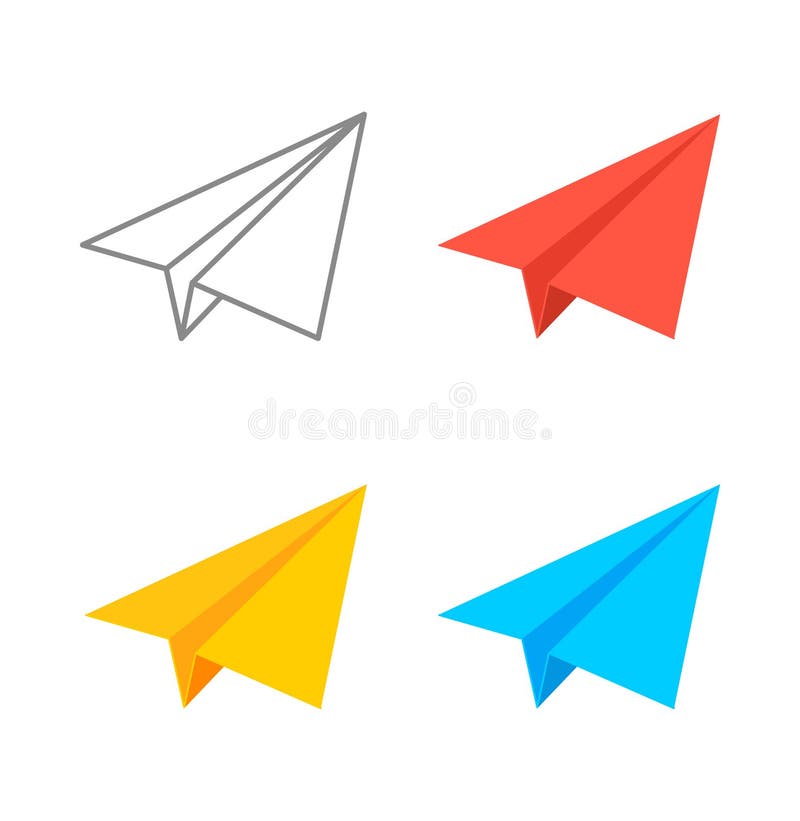 Paper Plane Isometric Vector Icon Set. Origami Paper Airplane ...