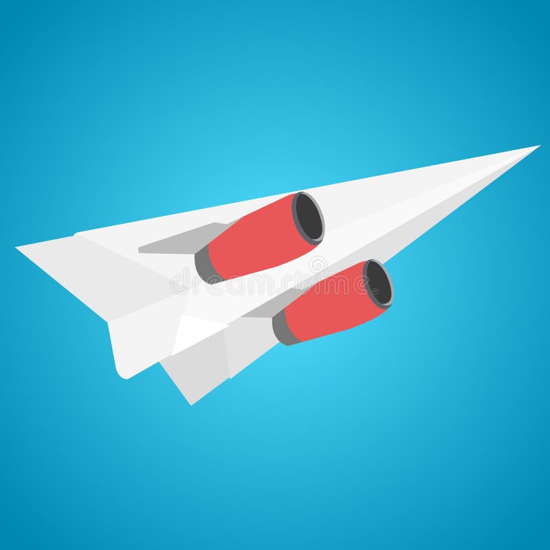 Paper Plane with Jet Engines Flat Vector Illustration Stock Vector ...