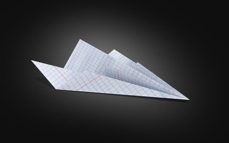Paper Plane Made with Graph Paper on Black Grdient Background 3d Stock ...