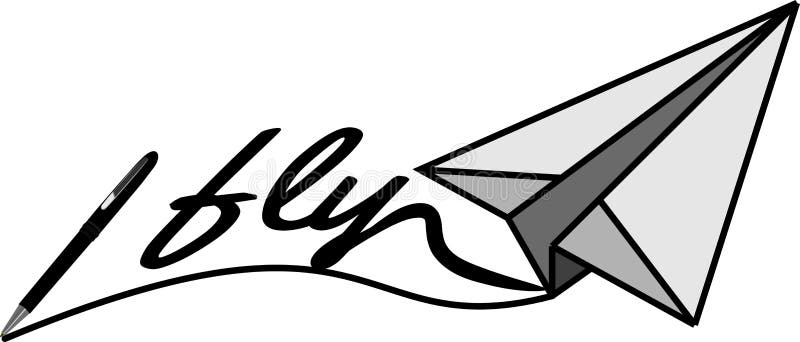 Paper Plane and Pen with Fly Text Written in Cursive Style Stock Photo ...