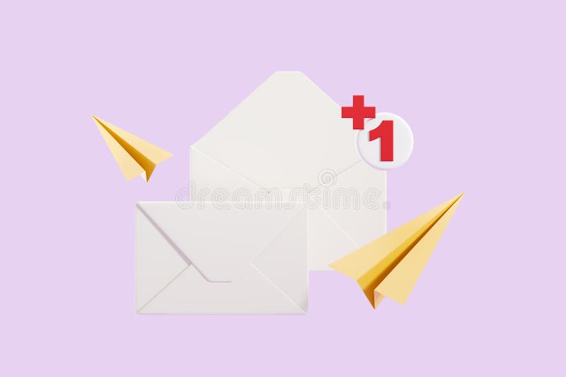 Paper Planes Flying and Envelope with Notification Stock Illustration ...