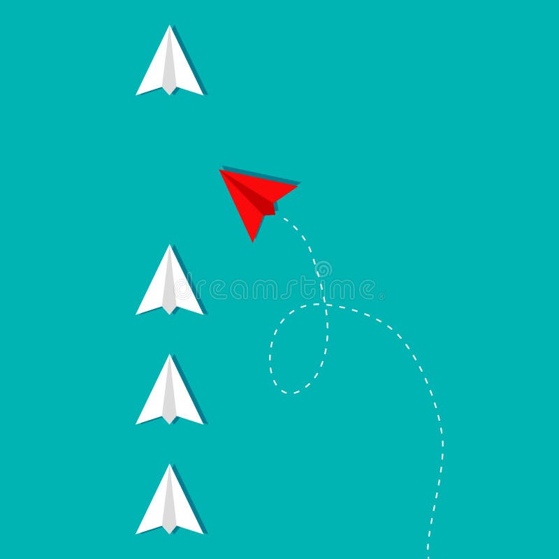 Paper Planes Line Up. Business Cooperation Concept. Vector Illustration ...