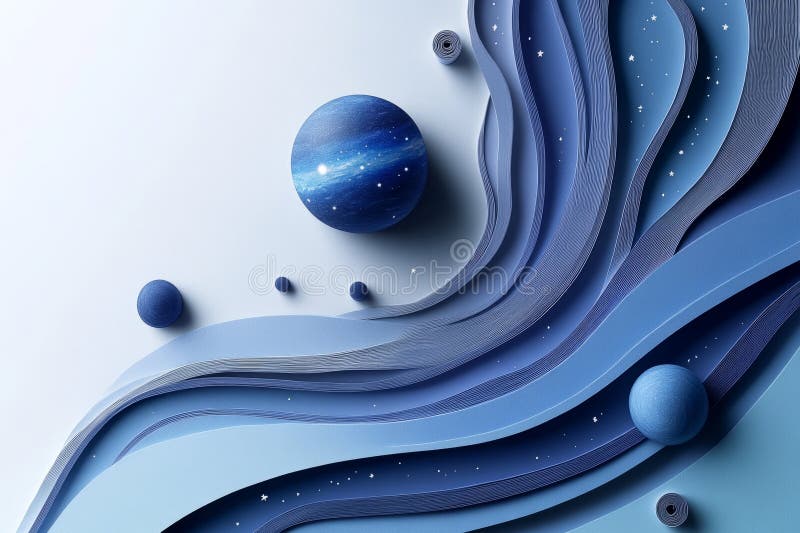 Paper Planets and Stars Creating a Beautiful Blue Layered Paper Art ...