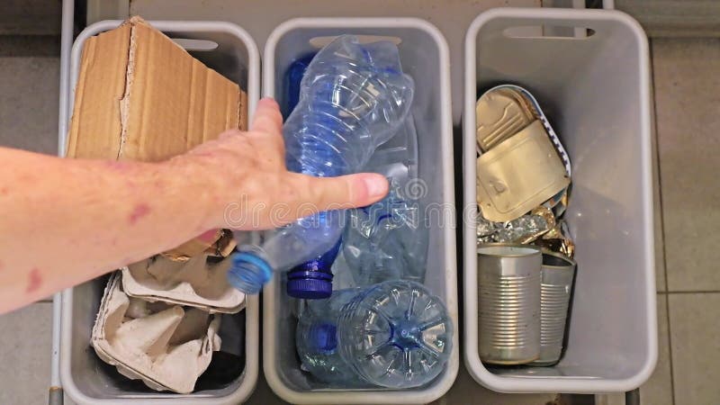 Paper, Plastic and Metal Household Garbage Segregation Stock Video ...