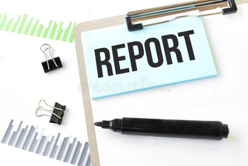 Paper Plate,marker, Diagram,chart and Office Tools. Text REPORT Stock ...