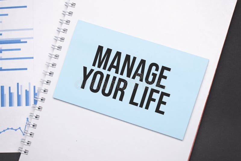 Paper Plate with Text Manage Your Life. Diagram, Notepad and Blue ...