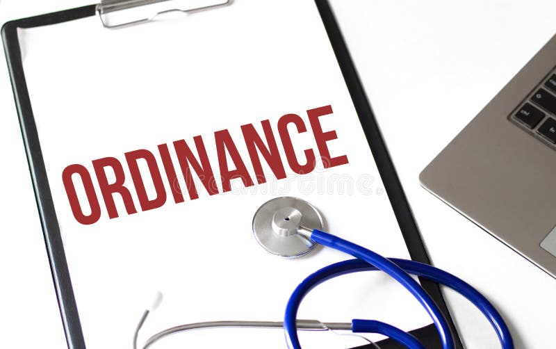 Paper Plate with Text Ordinance, Medical Concept Stock Photo - Image of ...