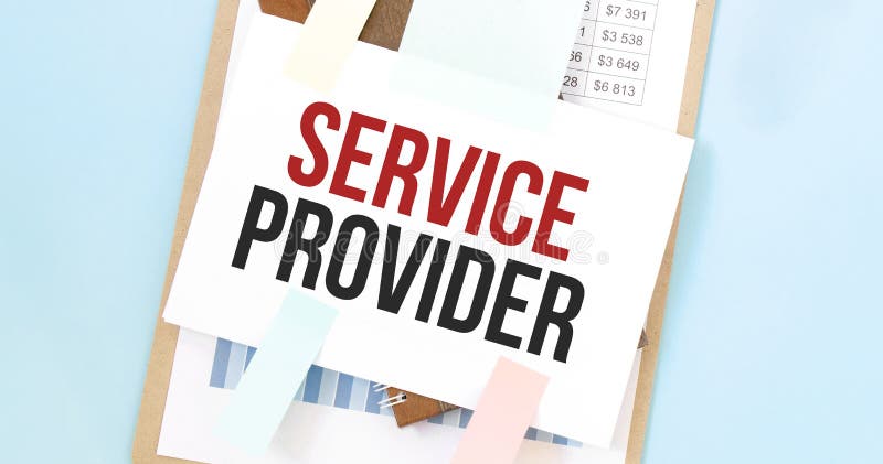 Paper Plate with Text SERVICE PROVIDER. Diagram, Notepad and Blue ...