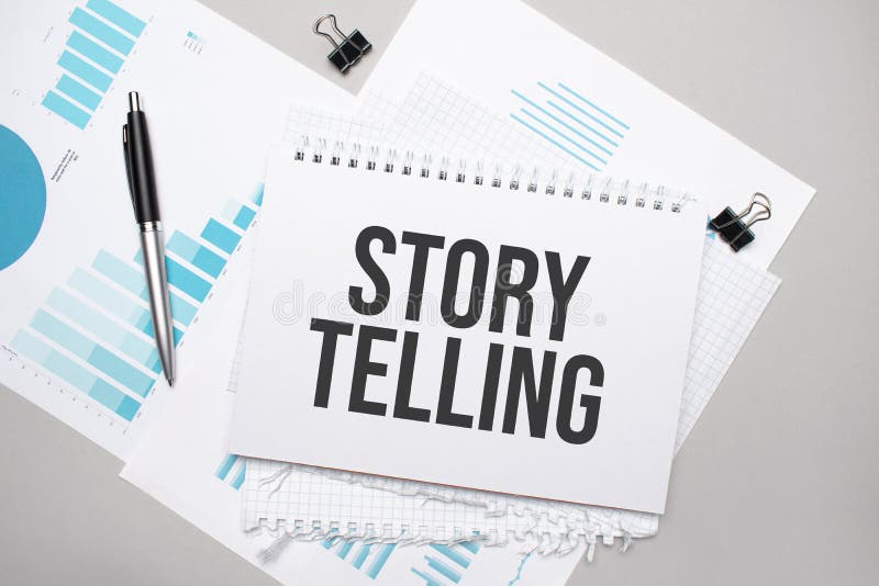 Text Our Story a White Sticker with Office Stationery Background. Flat ...