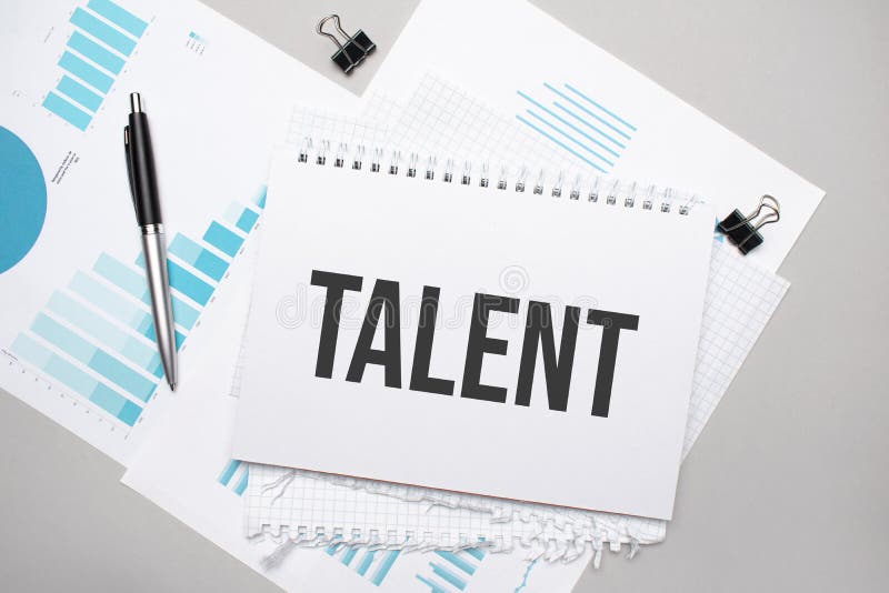 Paper Plate with Text TALENT. Diagram, Notepad and Blue Background ...