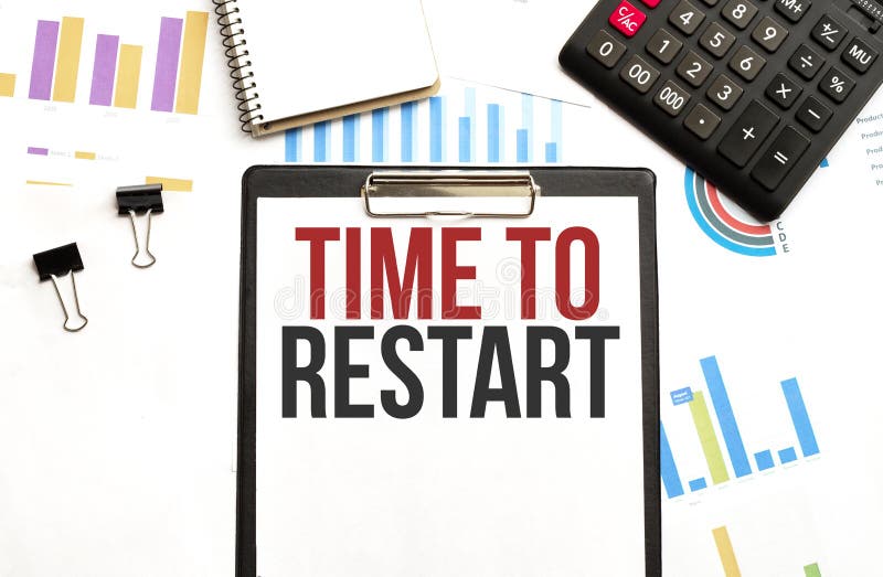 Time To Restart is Shown Using the Text and Photo of Clock Stock Photo ...