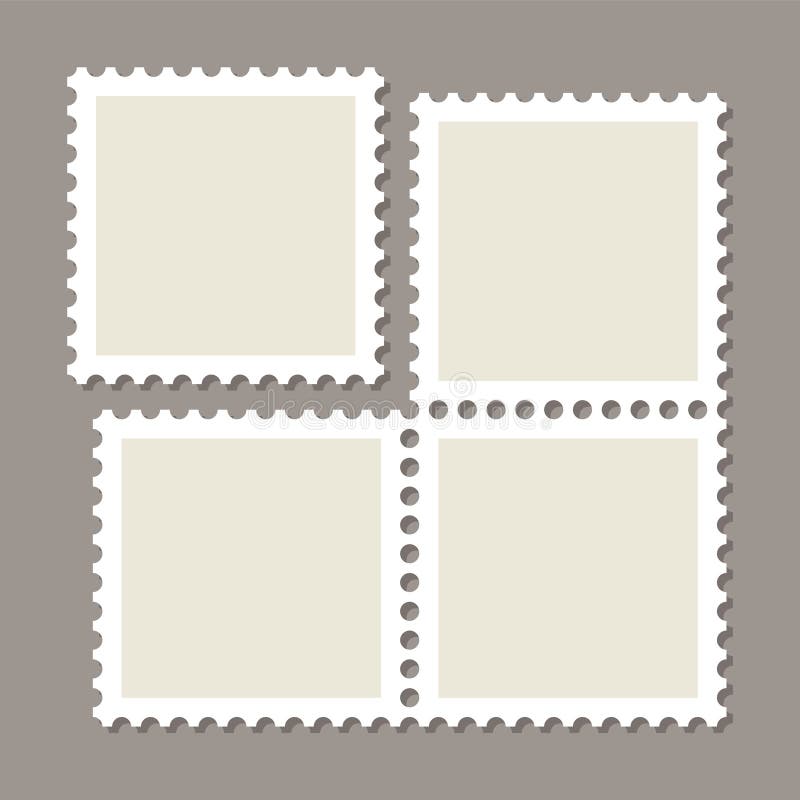 Paper Postmarks. Triangular Perforated Labels Set. Empty Postal Stamp ...
