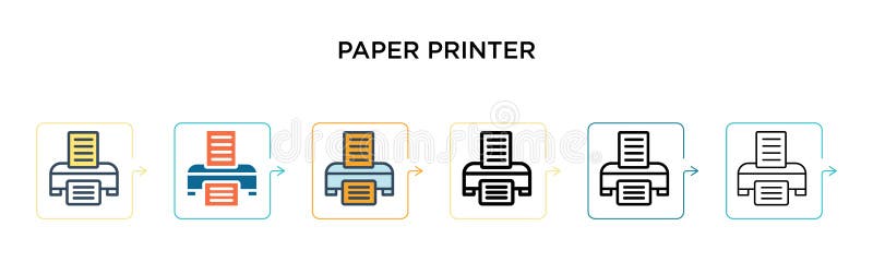 Paper Printer Vector Icon in 6 Different Modern Styles. Black, Two ...
