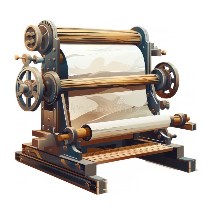 Paper Printing Press Sheets Ink Rollers White Background Stock Photos ...