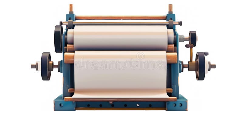 Paper Printing Press Sheets Ink Rollers White Background Stock Photos ...