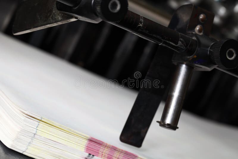 Paper and Printing Press after Work Stock Image - Image of occupation ...