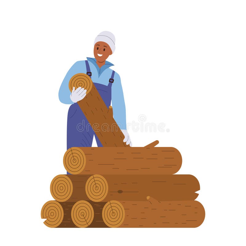 Paper Production Industry Worker Cartoon Character Doing Storage ...