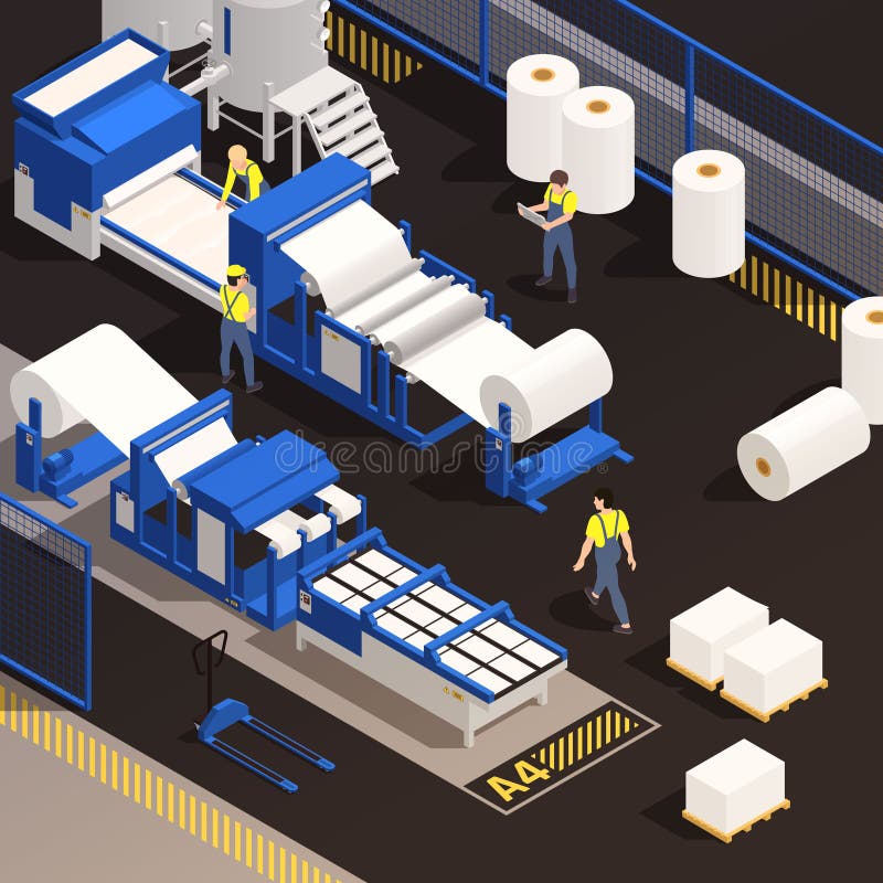 Paper Production Isometric Flowchart Stock Vector - Illustration of ...