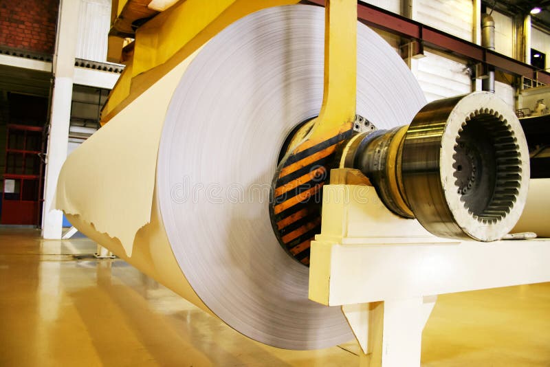 Paper Production. Large Roll in the Production Hall Stock Image - Image ...