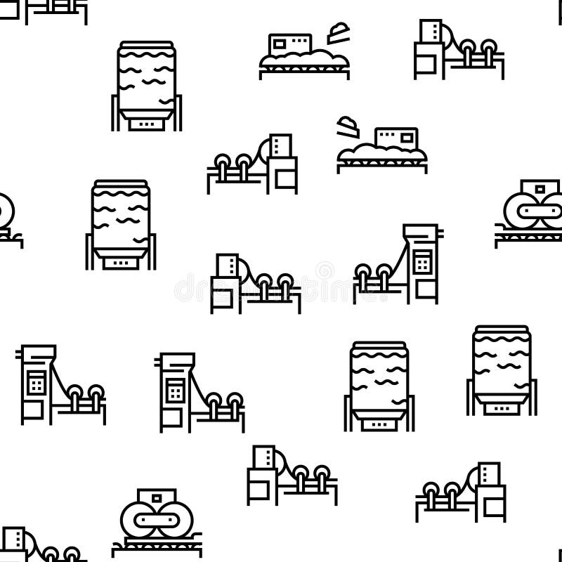 Paper Production Plant Vector Seamless Pattern Stock Vector ...