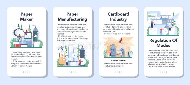 Paper Production and Wood Processing Mobile Application Banner Set ...