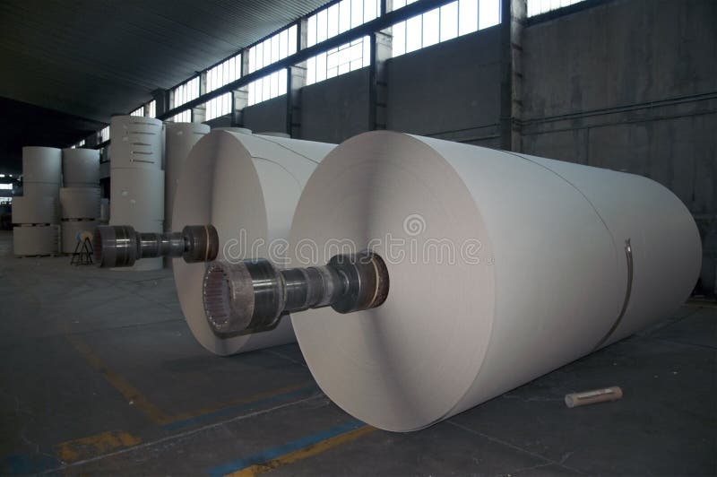 Paper and Pulp Mill Plant - Rolls of Cardboard Stock Image - Image of ...