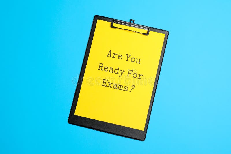 Paper with Question are You Ready for Exams on Light Blue Table, Top ...