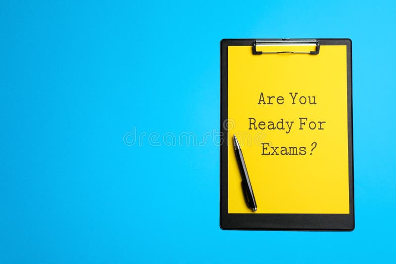 Paper with Question are You Ready for Exams on Light Blue Table, Top ...