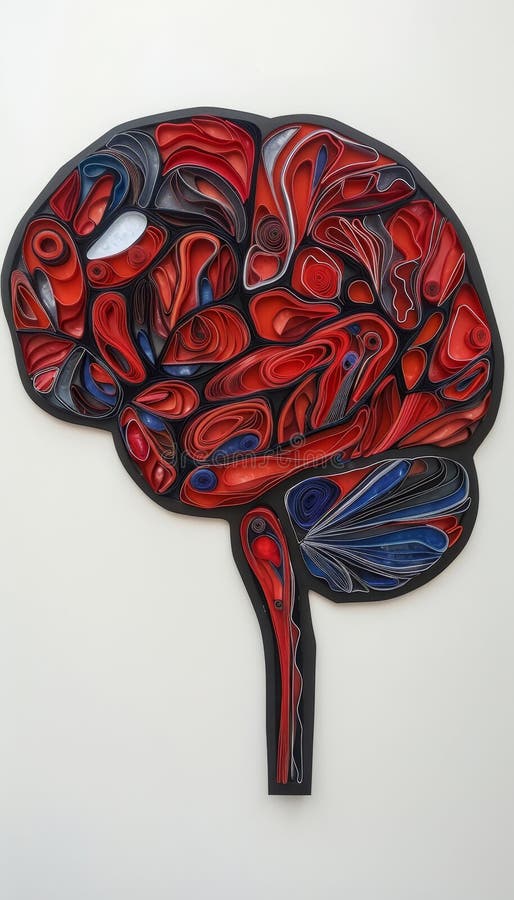 Paper Quilled Brain Design Isolated on White with Copy Space for Text ...