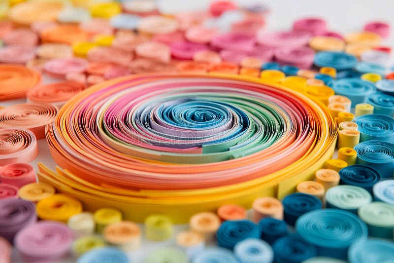 Paper Quilling Artwork in Progress, Vibrant Spiraled Paper Strips ...