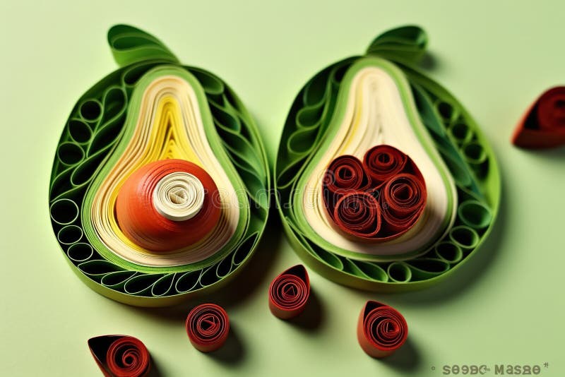 A Paper Quilling of an Avocado Cut in Half. Generative AI Image. Stock ...
