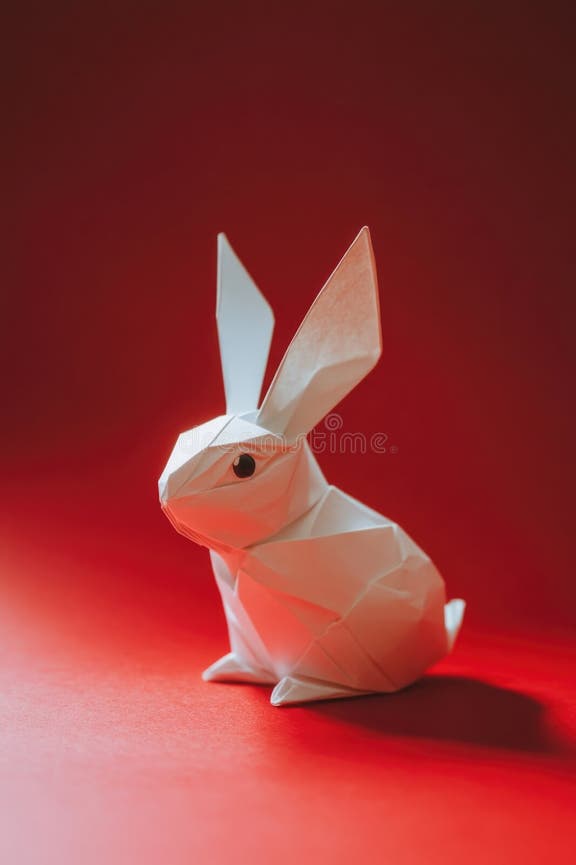 Paper Rabbit on Red Surface Stock Image - Image of cartoon, rabbit ...