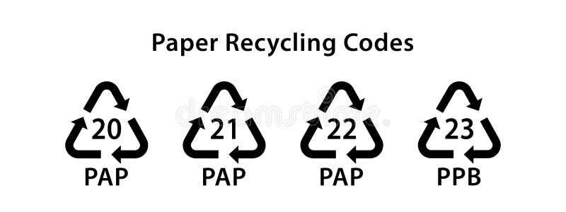 Paper Recycling Codes, Vector Black Eco Symbols Stock Vector ...