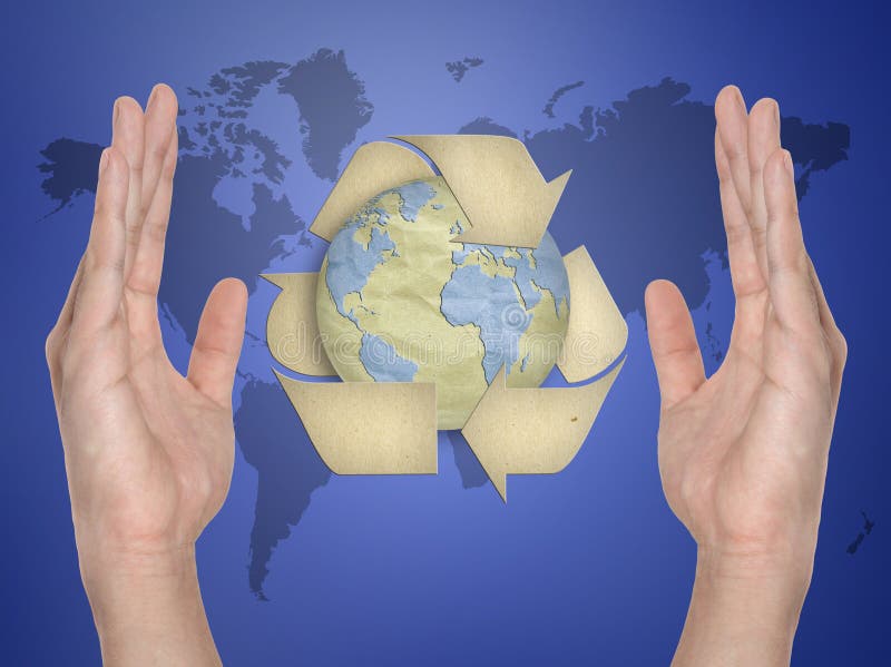 Paper Recycling Symbol on Hand Stock Photo - Image of hope, harmony ...