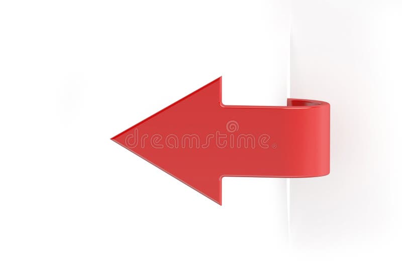 Paper red arrow banner, 3D stock illustration. Illustration of white ...