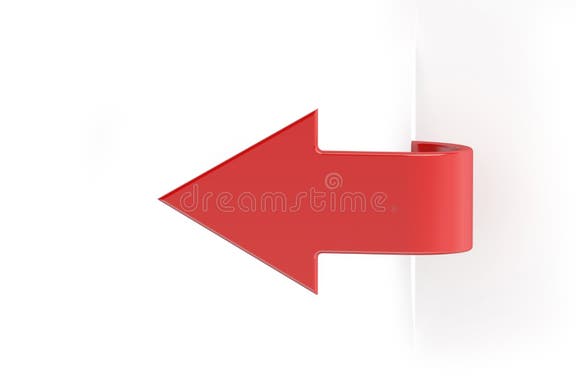 Paper red arrow banner, 3D stock illustration. Illustration of white ...