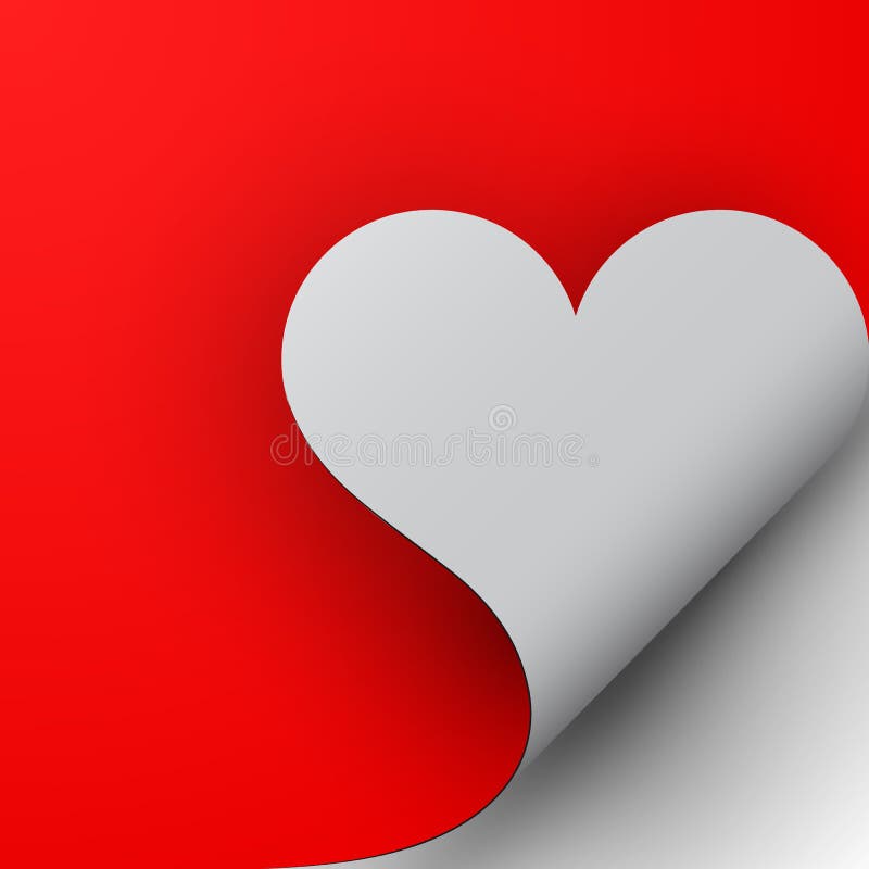 Paper Red Heart Curled Corner, Vector Stock Vector - Illustration of ...